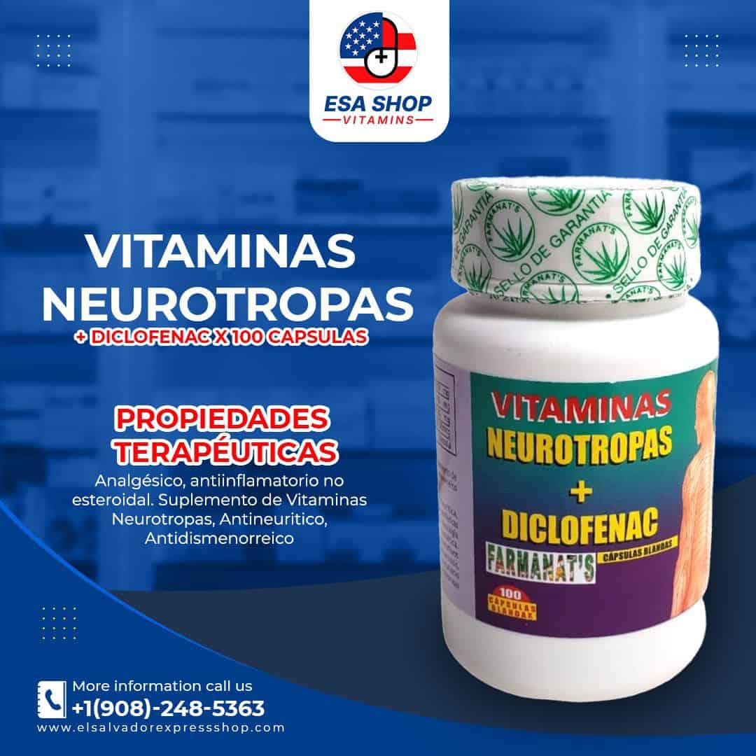 VITAMINAS NEUROTROPAS + DICLOFENAC X 100 CAPSULES - EL SALVADOR EXPRESS ...